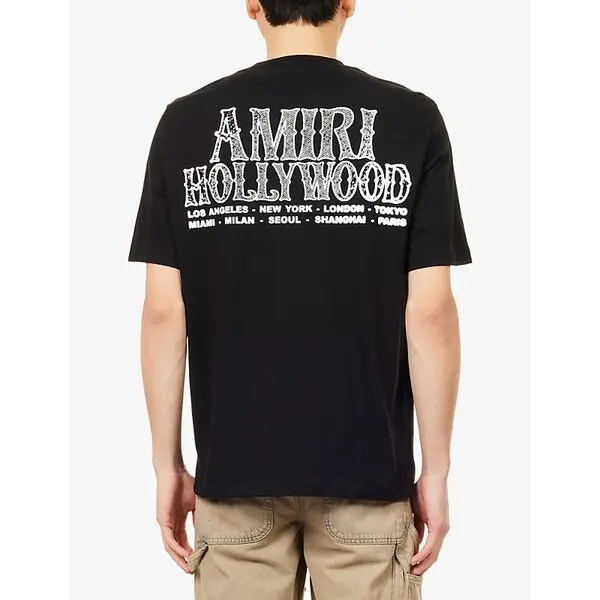Amiri Hollywood City Relaxed-fit Cotton-jersey T-shirt - Black