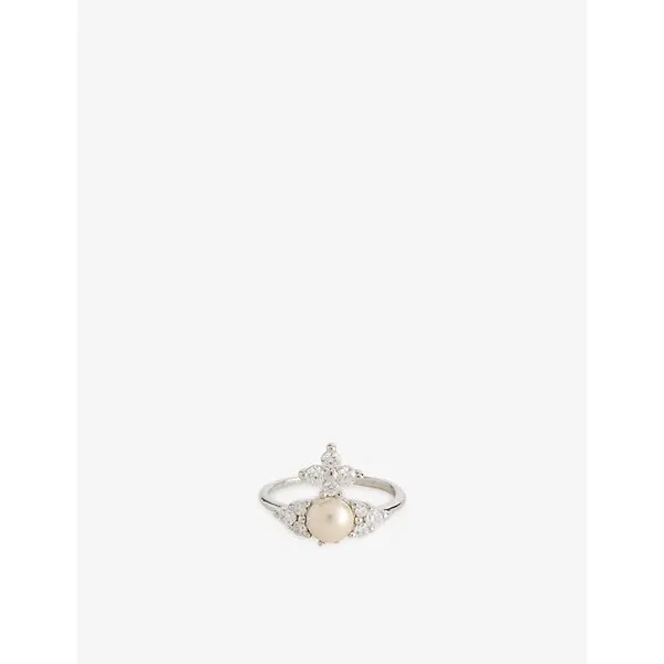 VIVIENNE WESTWOOD Feodora Ring - Platinum/whte/crmrse Prl