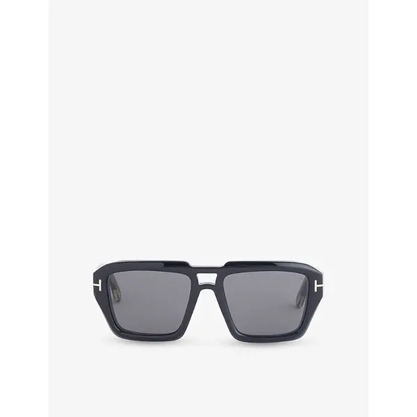 TOM FORD Icon Tf1202 Square Sunglasses - Shiny Black  / Smoke