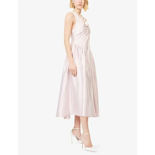 SISTER JANE Muse V-neck Taffeta Midi Dress