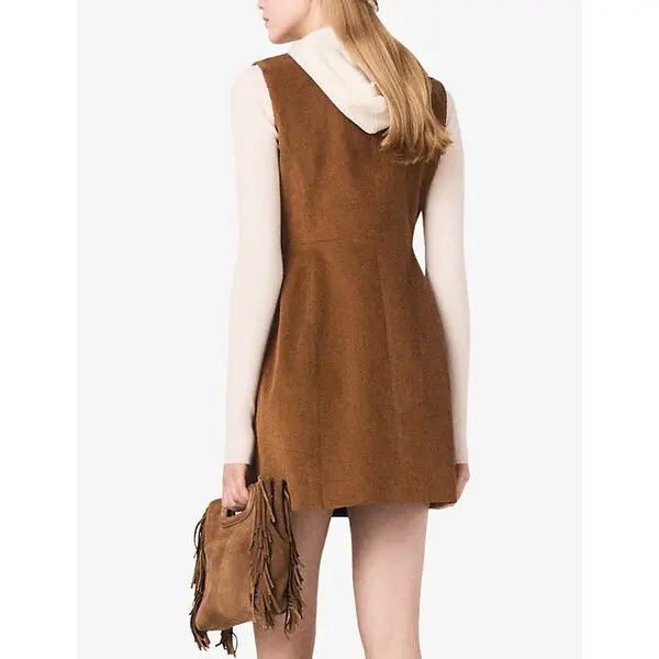 Maje Button-through Sleeveless Corduroy Mini Dress