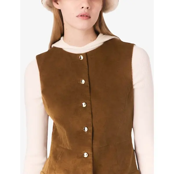 Maje Button-through Sleeveless Corduroy Mini Dress