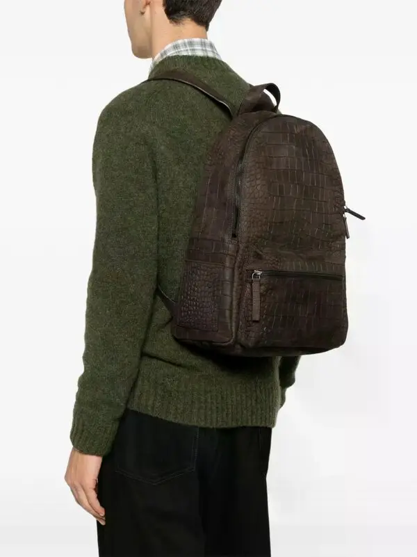 ORTIGNI Freedom Crocodile-effect Backpack - Brown