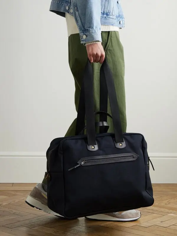 BLEU DE CHAUFFE Leather-trimmed Waxed Cotton-canvas Weekend Bag