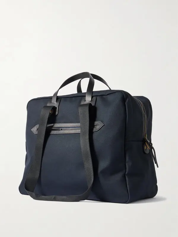 BLEU DE CHAUFFE Leather-trimmed Waxed Cotton-canvas Weekend Bag