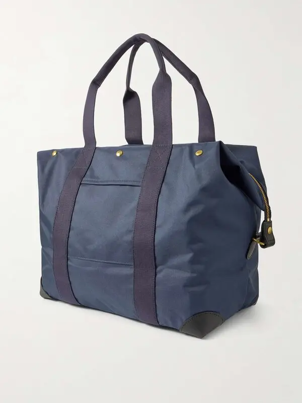 Bennett Winch Cargo Leather-trimmed Canvas Weekend Bag - Navy
