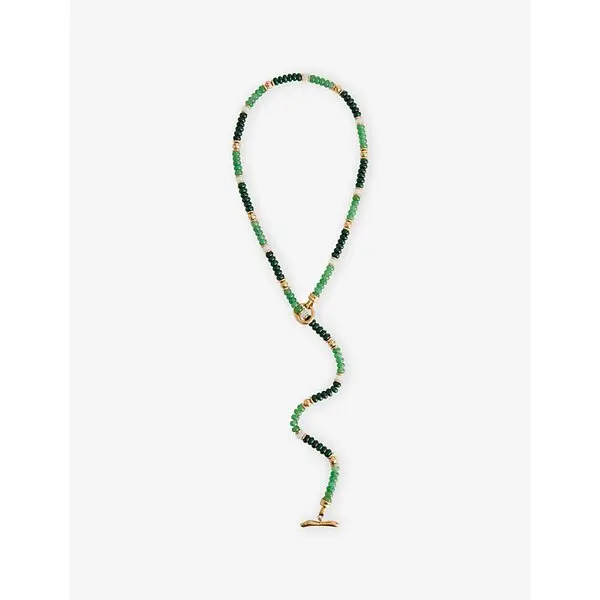 Zimmermann 16ct Gold-plated Brass And Stone Necklace - Antique Gold Malachite
