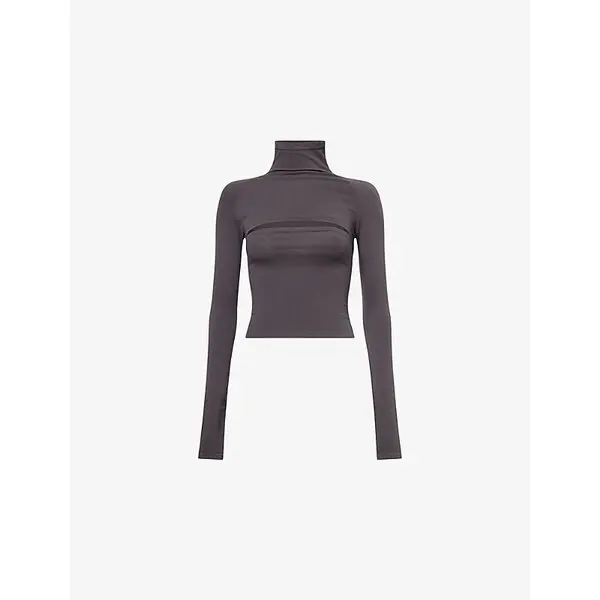 Alaïa Cut-out Long-sleeved Stretch-woven Top