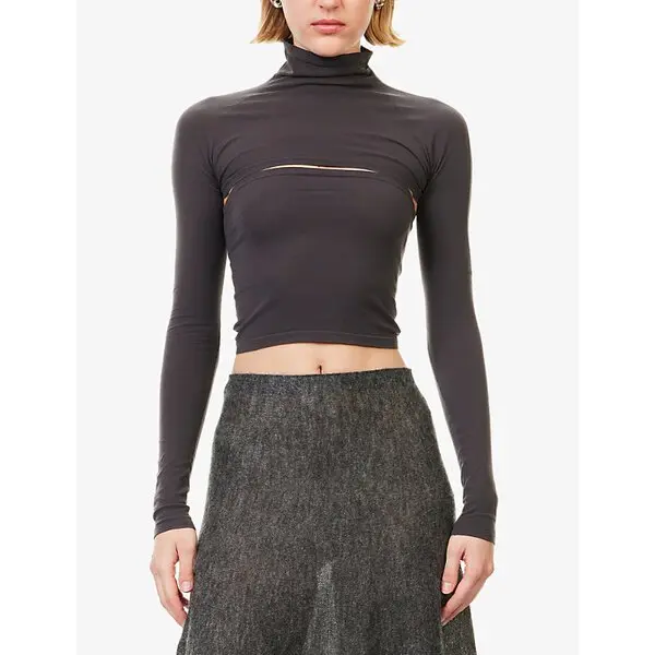Alaïa Cut-out Long-sleeved Stretch-woven Top