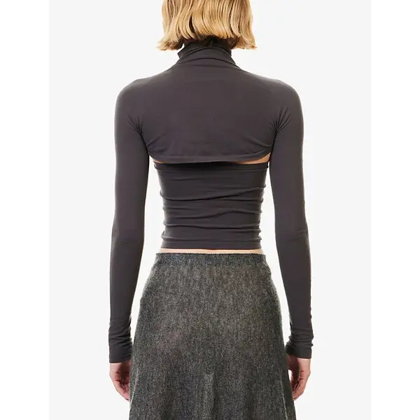 Alaïa Cut-out Long-sleeved Stretch-woven Top
