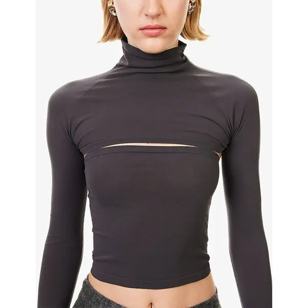 Alaïa Cut-out Long-sleeved Stretch-woven Top