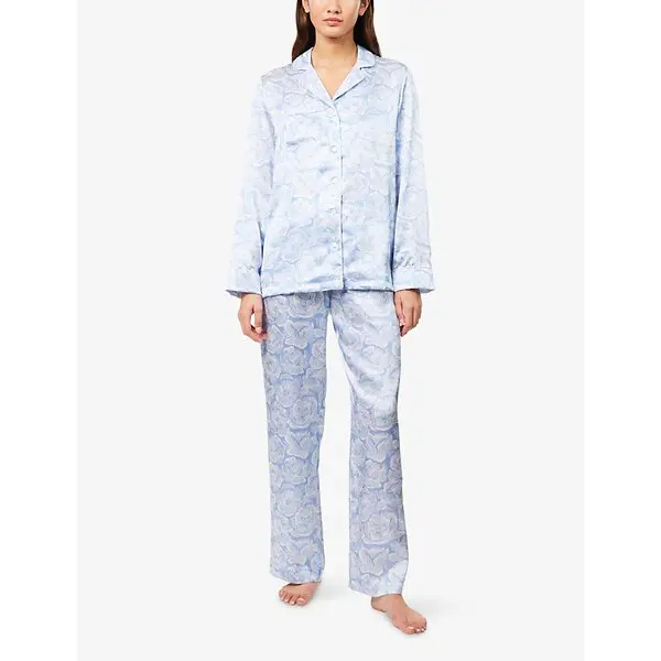 Derek Rose Rose-print Silk Pyjamas