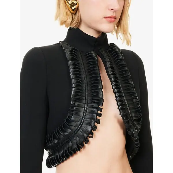 Alaïa Cropped Braided Woven Jacket