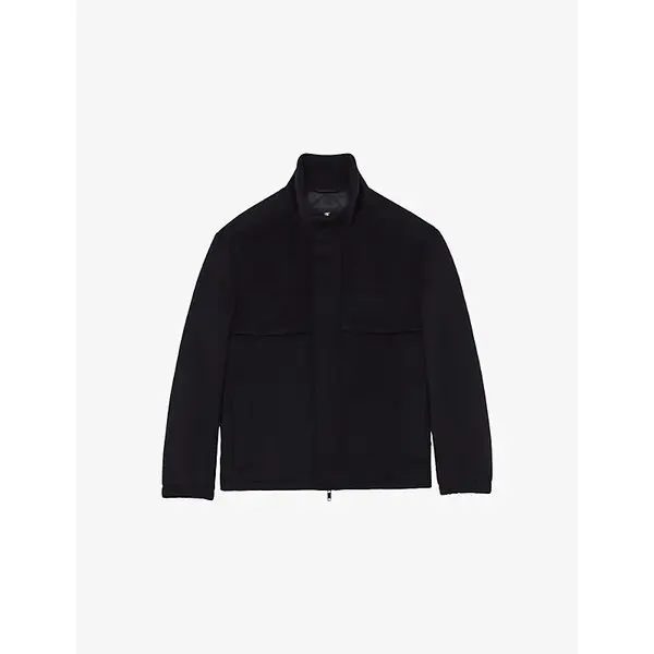 REISS Wool-blend Funnel-neck Jacket