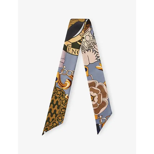 ASPINAL OF LONDON Skinny Silk Scarf - Heritageblue