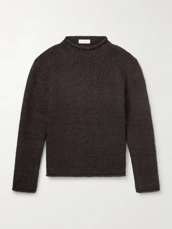 AMOMENTO Cotton-blend Mock-neck Sweater - Brown