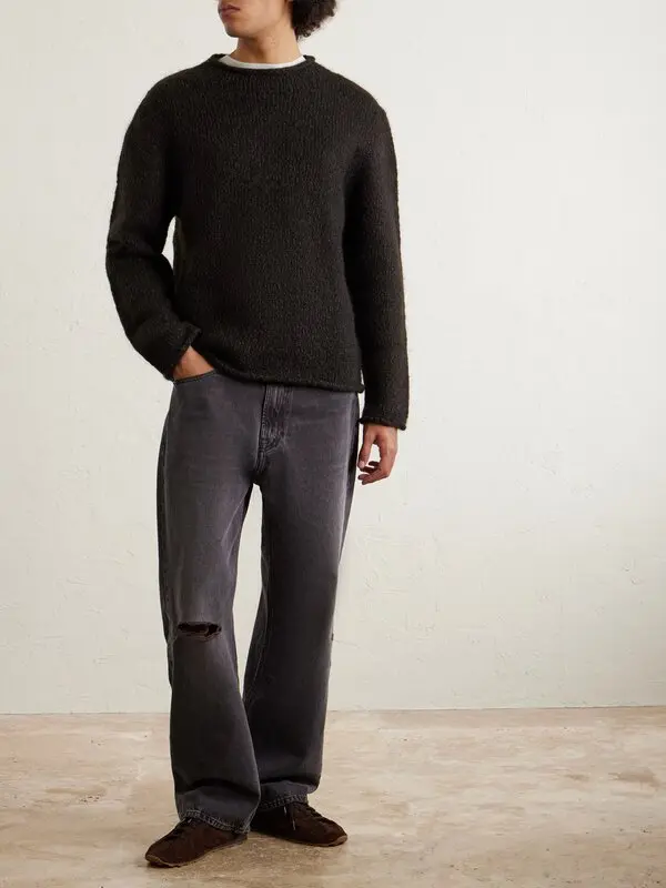 AMOMENTO Cotton-blend Mock-neck Sweater - Brown
