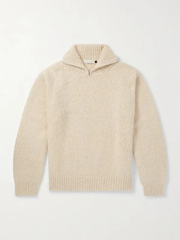 AMOMENTO Cotton-blend Half-zip Sweater - Neutrals