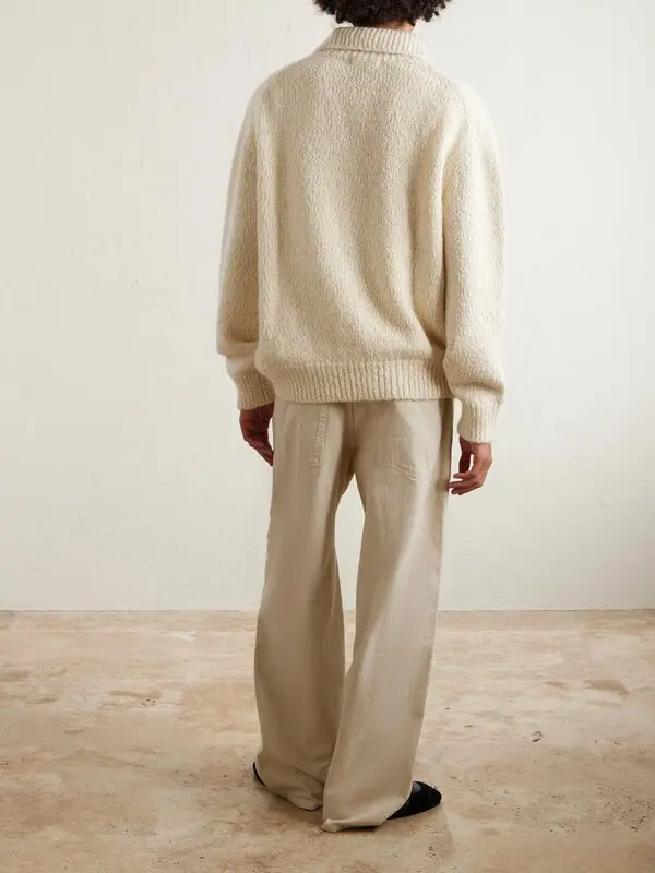 AMOMENTO Cotton-blend Half-zip Sweater - Neutrals