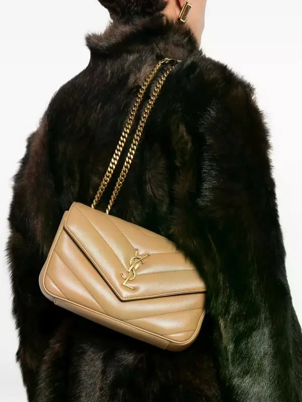 Saint Laurent Small Loulou Chevron Chain Shoulder Bag