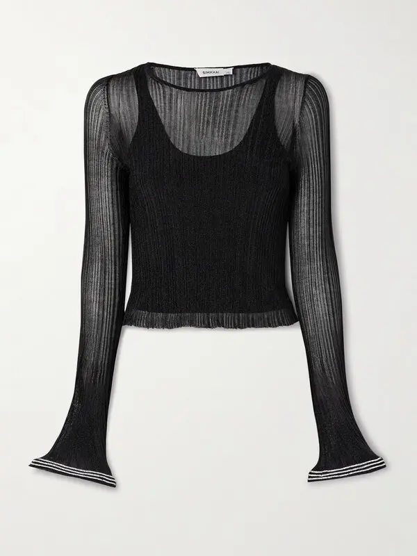 Simkhai Maebry Crystal-embellished Ribbed-knit Top