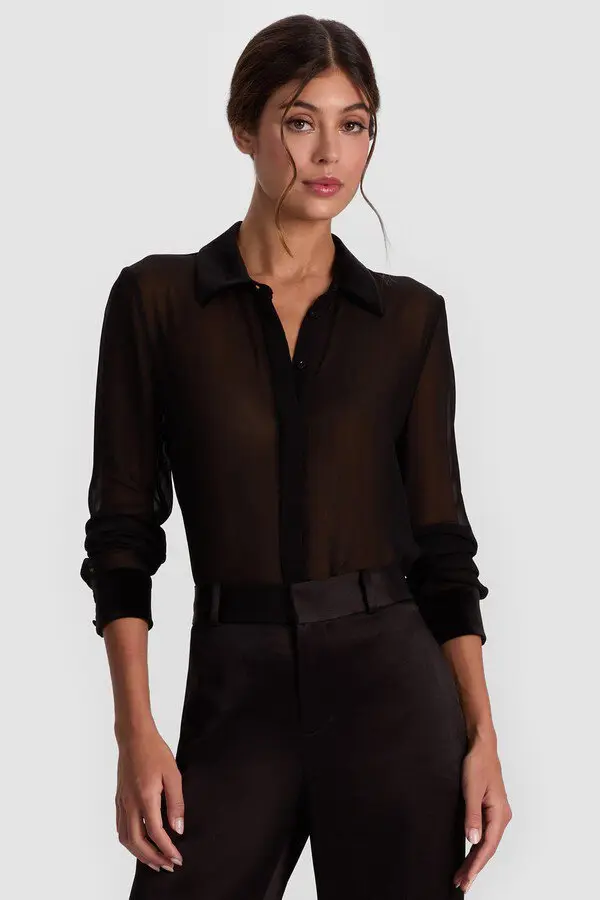 Alice + Olivia Willa Combo Blouse - Black