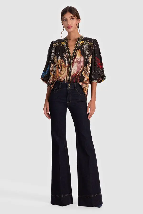 Alice + Olivia Cora Printed Button Down Blouse