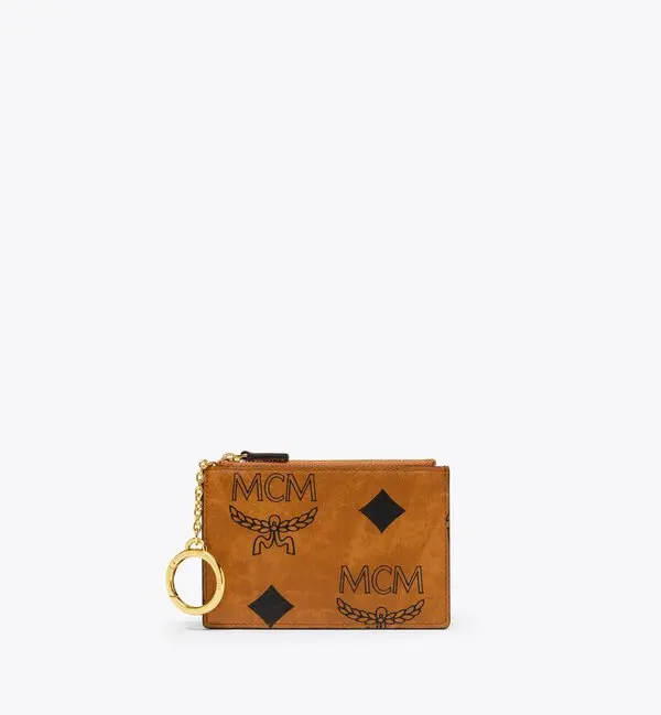 Mcm Aren Key Pouch In Maxi Visetos - Cognac