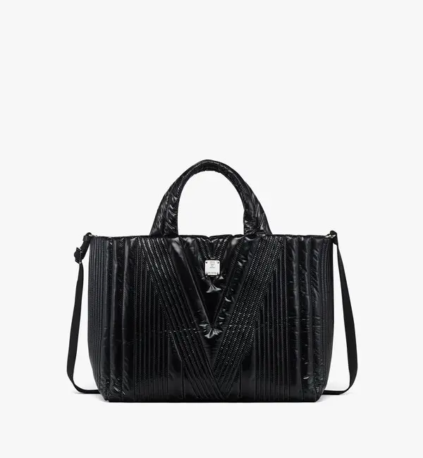 Mcm Tote Bag With Quilted Nylon - Black