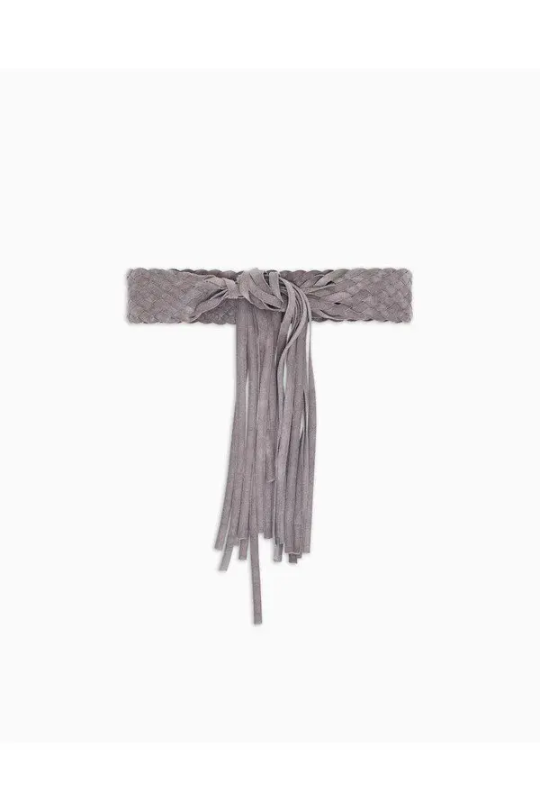 Giorgio Armani Woven Suede Belt - Grey