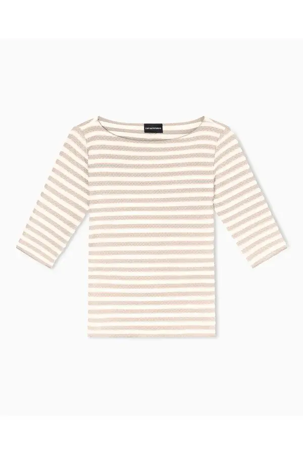 Emporio Armani Striped Jacquard Jersey Jumper - Brown / Neutral