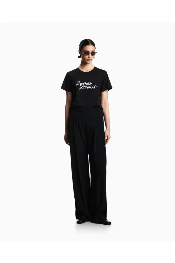 Emporio Armani Jersey T-shirt With Logo Embroidery