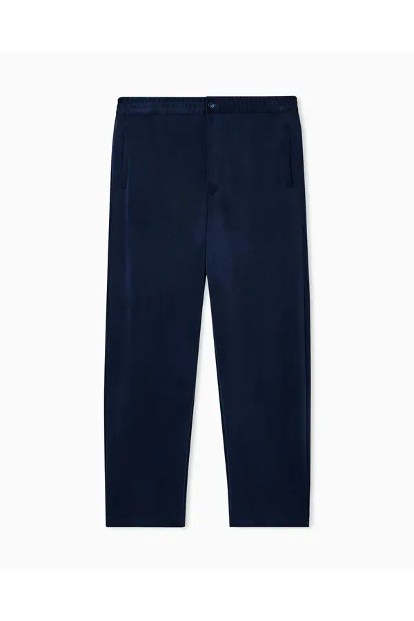 Giorgio Armani Cupro-blend Flat-front Trousers - Navy