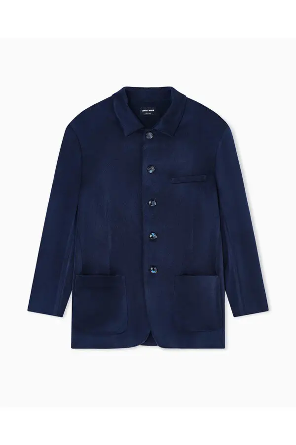 Giorgio Armani Relaxed Single-breasted Cupro-blend Jacket - Navy
