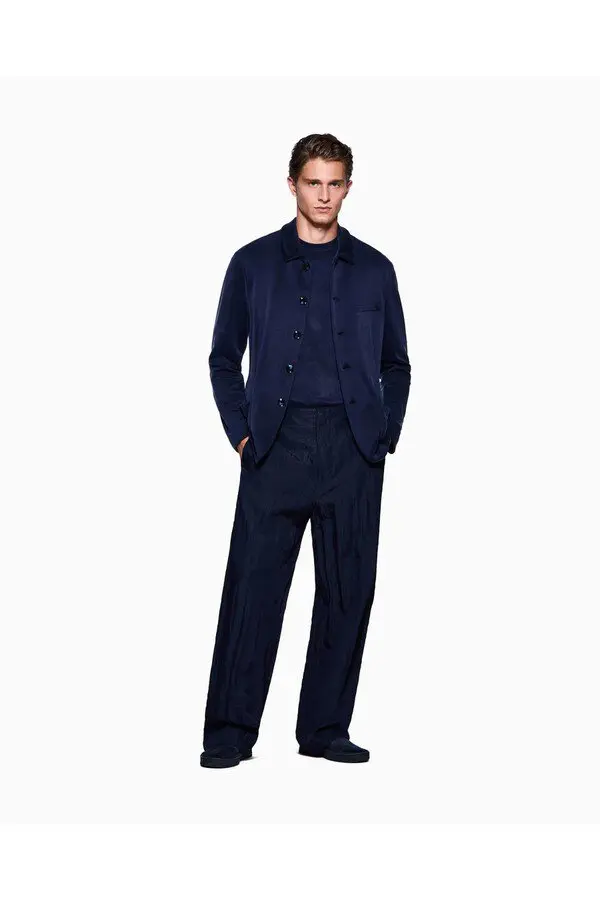 Giorgio Armani Relaxed Single-breasted Cupro-blend Jacket - Navy