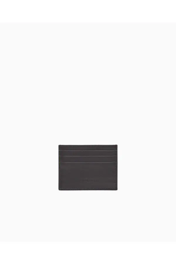 Giorgio Armani Nappa Leather Card Holder - Brown