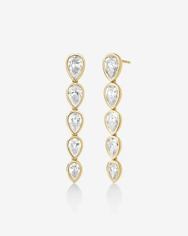 Ring Concierge Bezel Pear Lab Diamond Drop Earrings - One-color