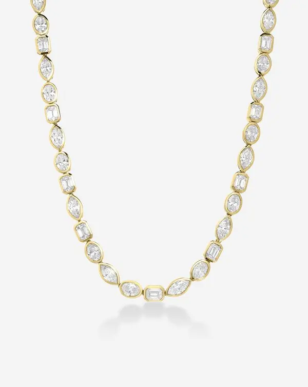 Ring Concierge Bezel Mixed Shape Diamond Tennis Necklace - One-color