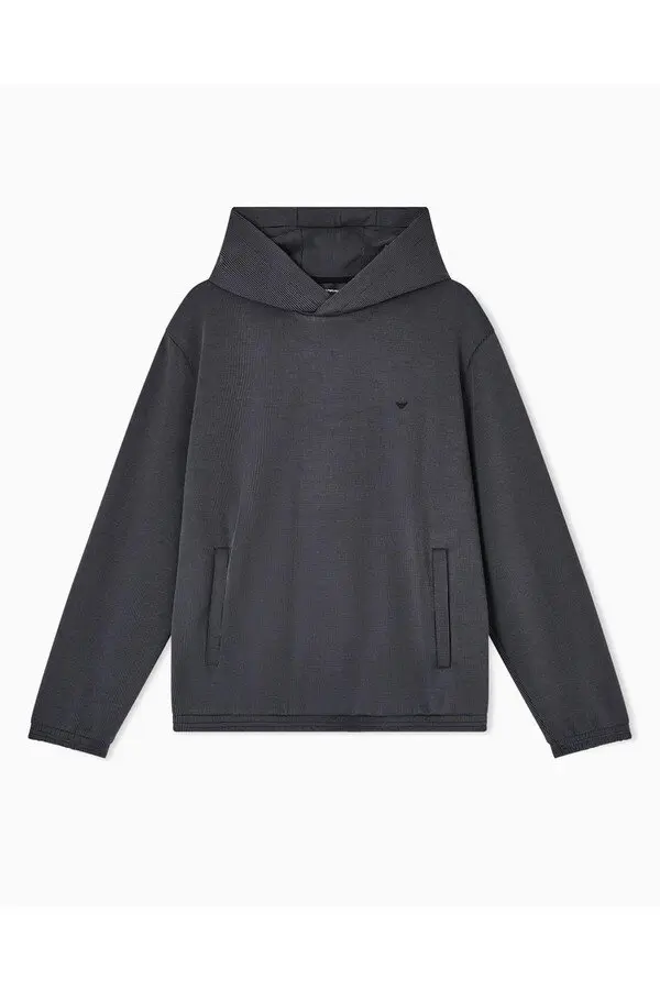Emporio Armani Vanisé-effect Ribbed Hooded Sweatshirt