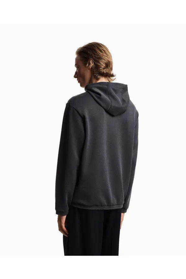 Emporio Armani Vanisé-effect Ribbed Hooded Sweatshirt