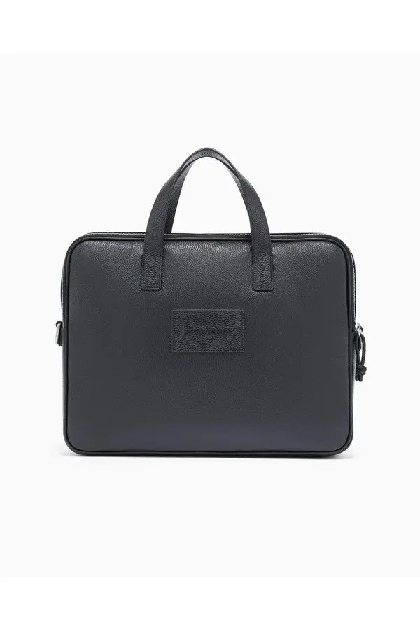 Emporio Armani Tumbled Leather Business Bag - Black