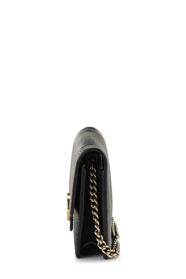 Gucci Grained Leather Wallet On Chain - Black