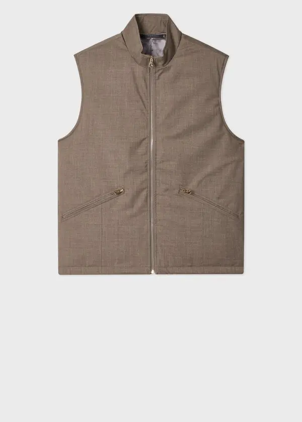 Paul Smith Melange 'storm System' Wool Gilet - Brown