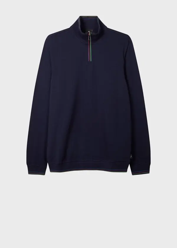 Paul Smith Cotton-blend 'sports Stripe' Quarter Zip Sweatshirt