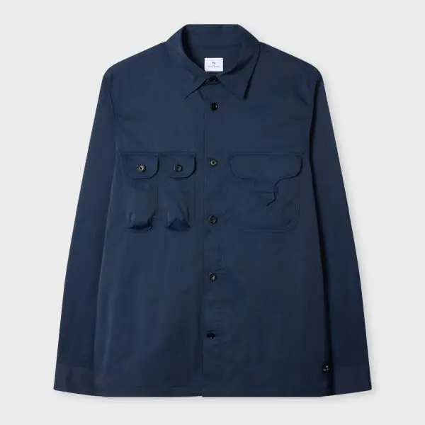 Paul Smith Navy Technical Cotton-blend Patch-pocket Overshirt