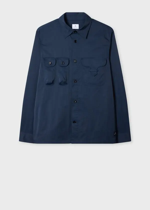 Paul Smith Navy Technical Cotton-blend Patch-pocket Overshirt
