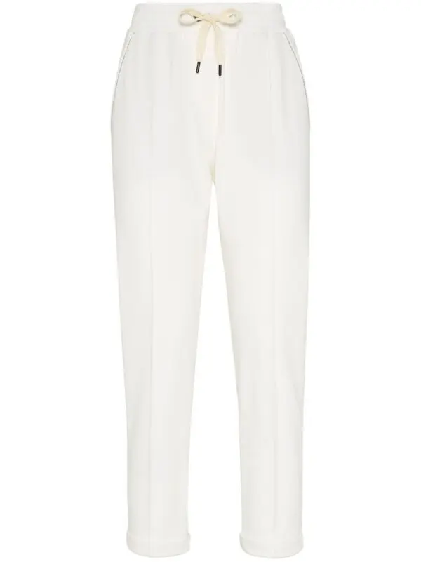 Brunello Cucinelli Cotton Drawstring Trousers - White