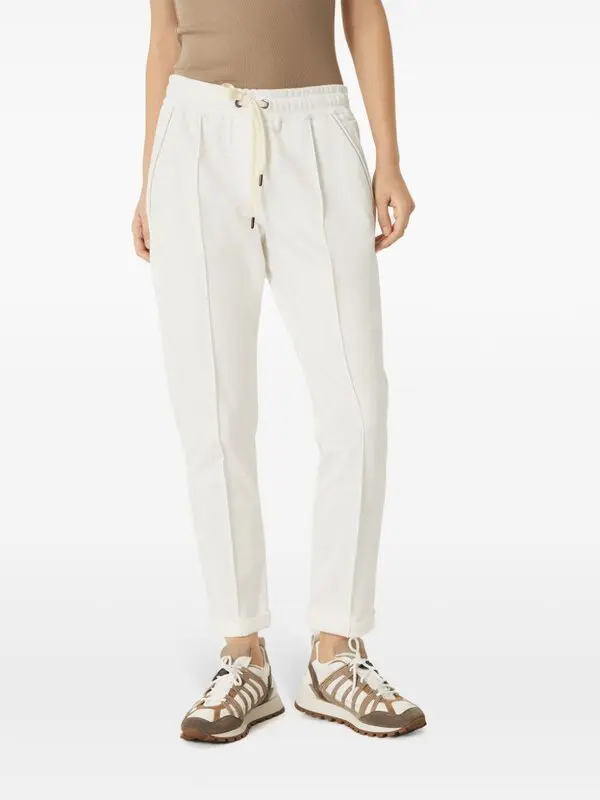 Brunello Cucinelli Cotton Drawstring Trousers - White