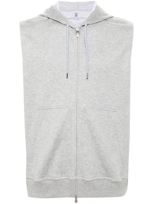 Brunello Cucinelli Sleeveless Zip-up Hoodie - Grey