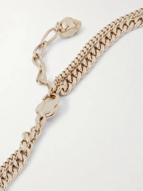 Alexander McQueen Skull, Crystal, And Faux Pearl Necklace - Gold